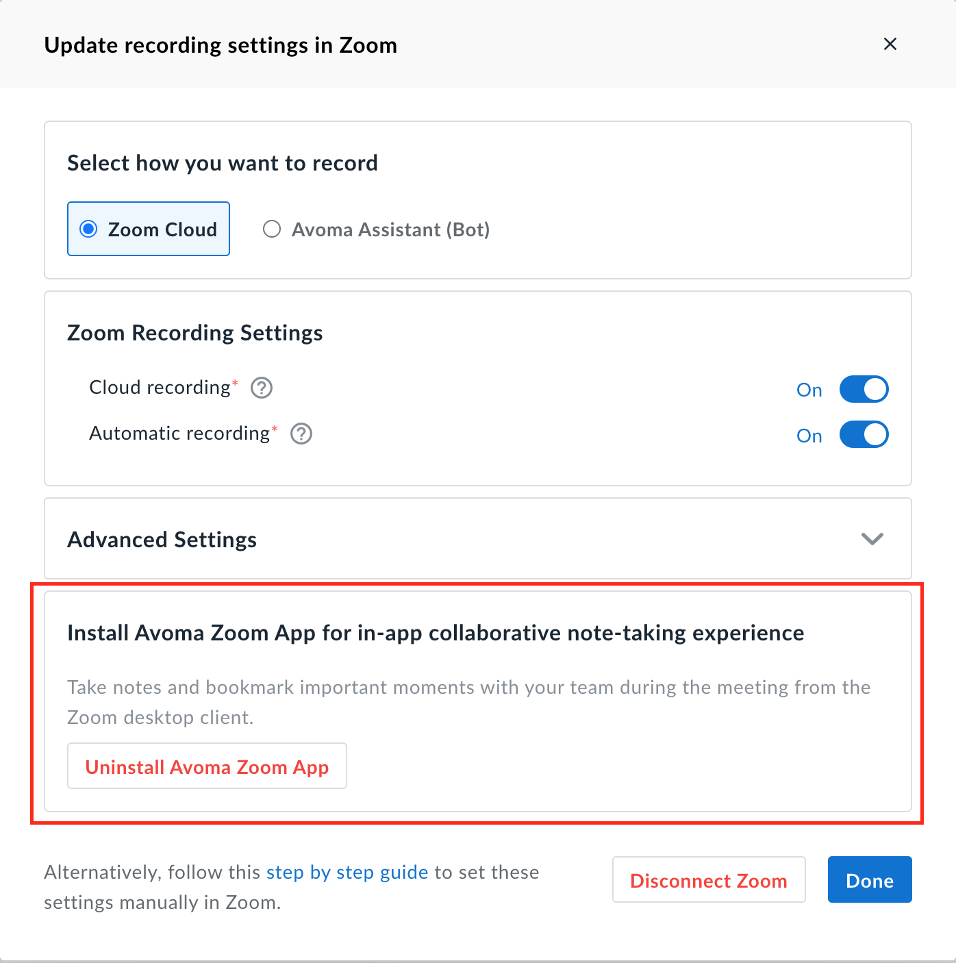 Avoma Integration with Zoom